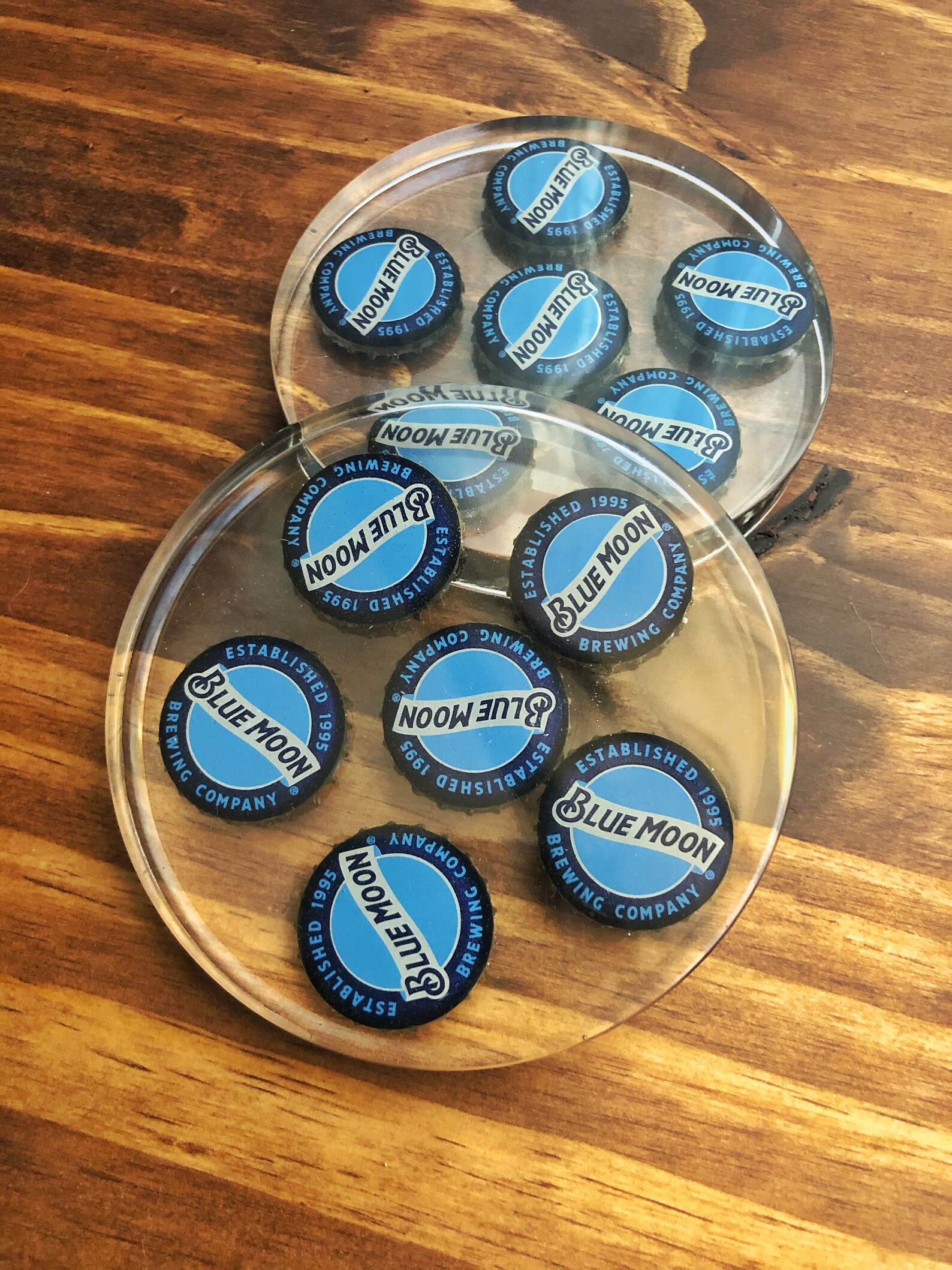Blue Moon Bottle Cap Beer Bottle Cap Resin Coaster Set of 2 | Etsy