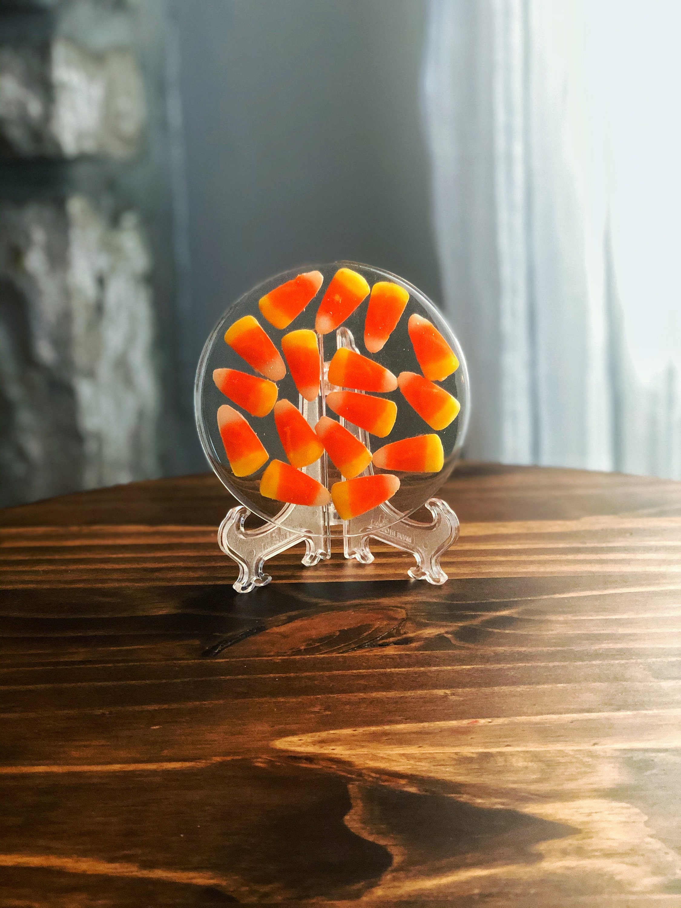 Candy Corn Resin Coaster, Candy Corn Gift, Halloween Decor, Set of 2 ...