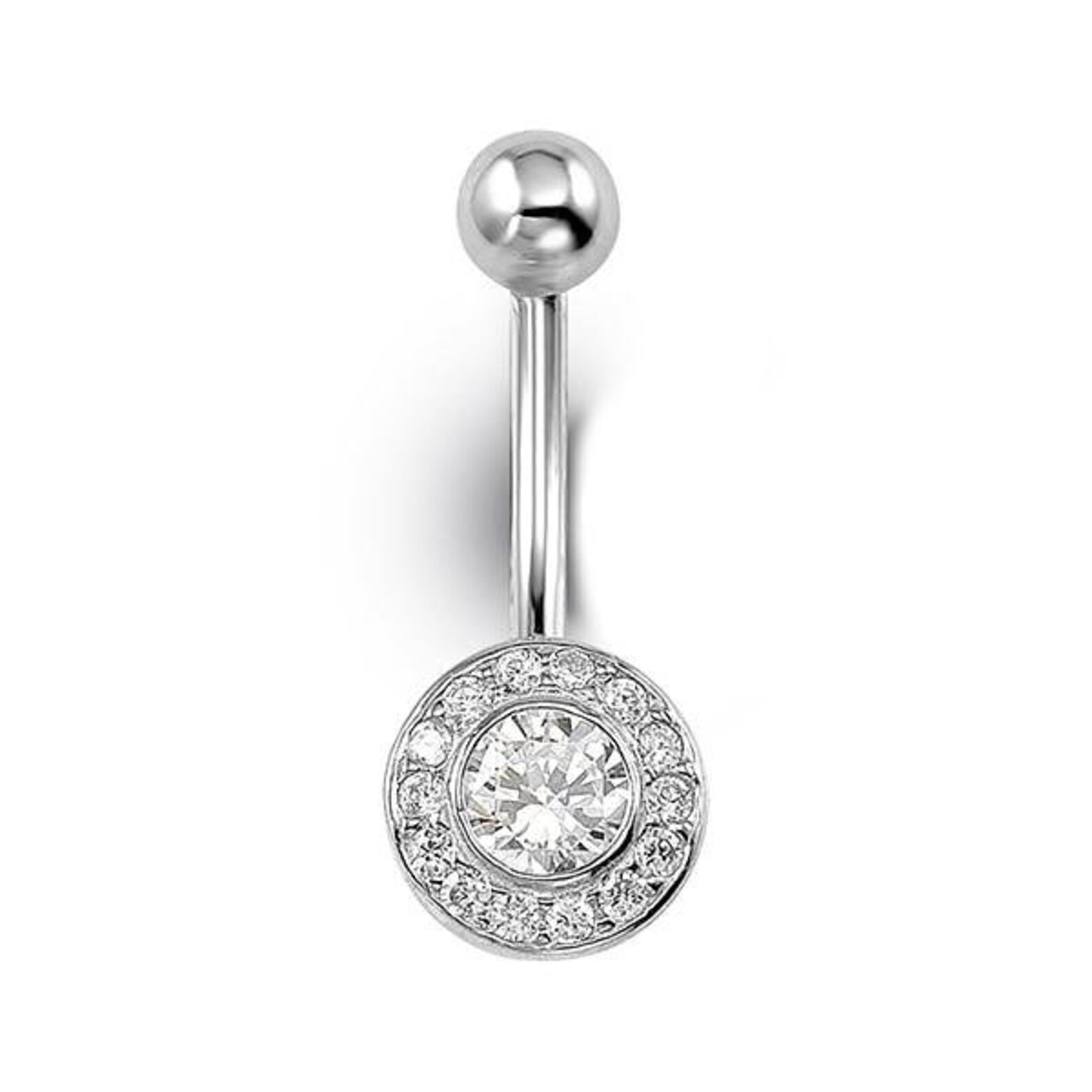 14K White Gold With CZ Belly Ring Blossoms 7030 - Etsy