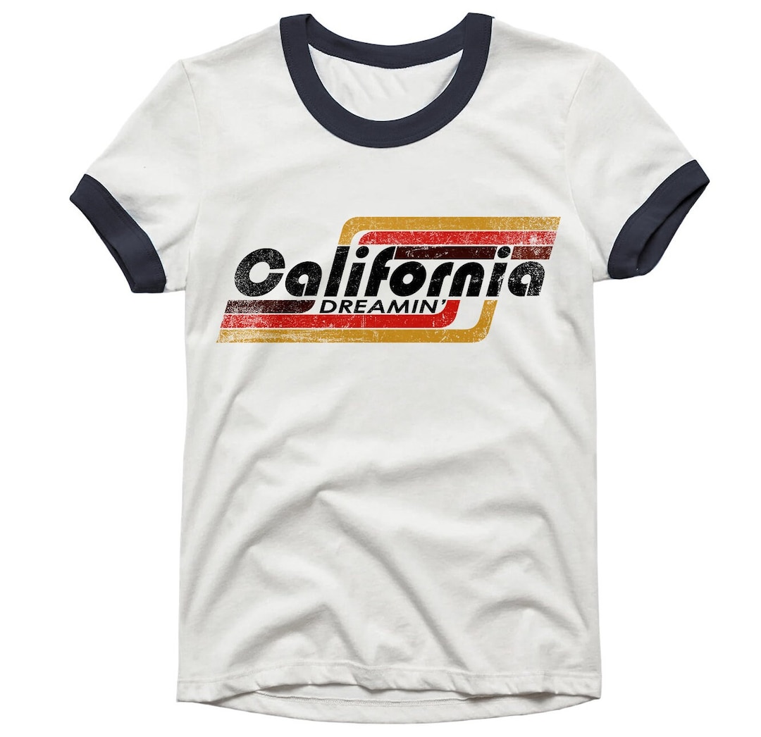California Dreamin Retro Ringer Tee for Men and Women White Ringer T ...