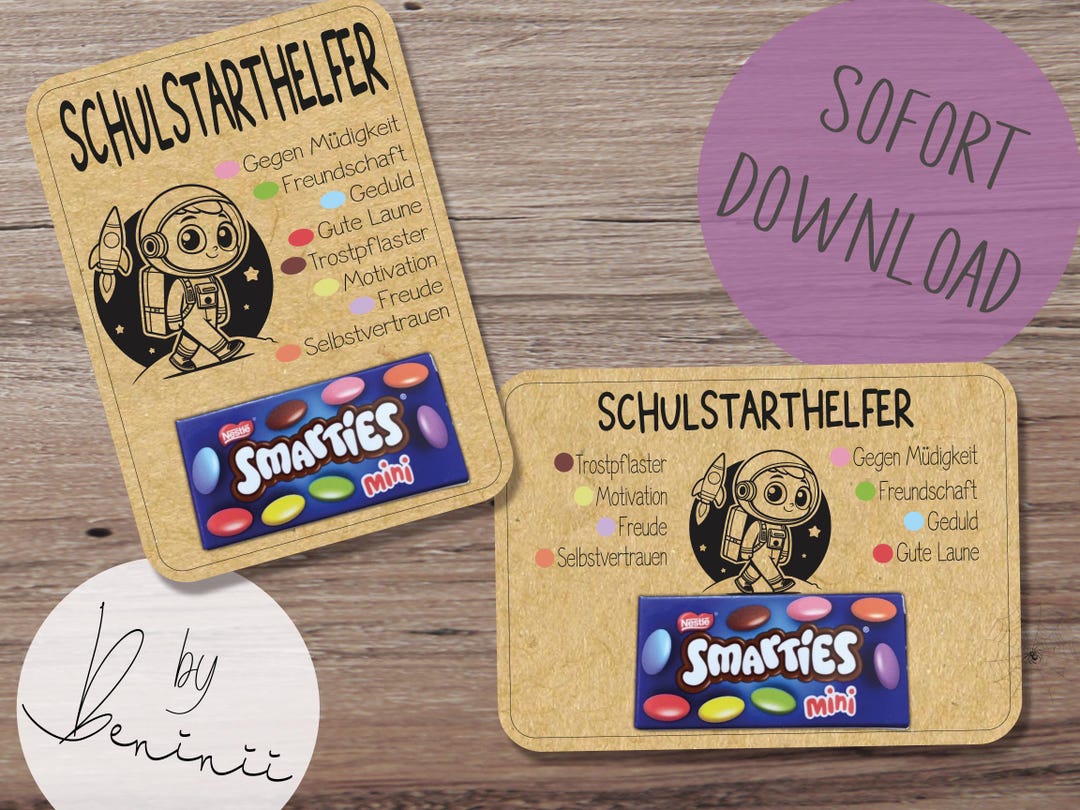 Gift Idea for School Enrollment, Printable Template, Smarties ...