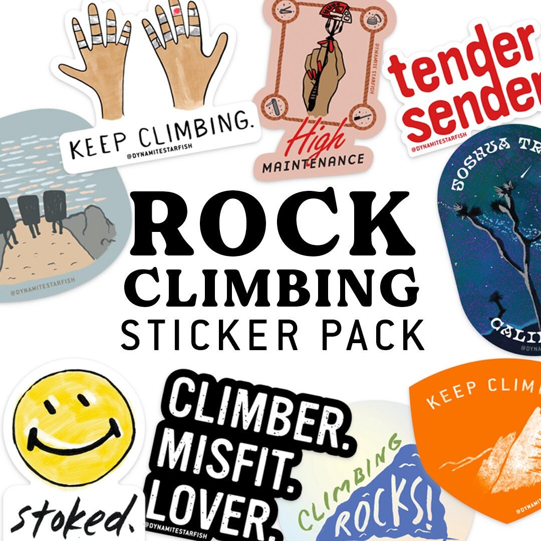 18pc Rock Climbing Sticker Pack, Rock Climbing Gifts for Kids or Adults ...