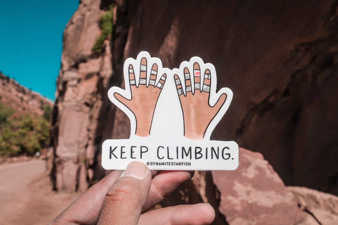 Rock Climbing Stickers, Keep Climbing Taped Hands, Bouldering, Rock ...
