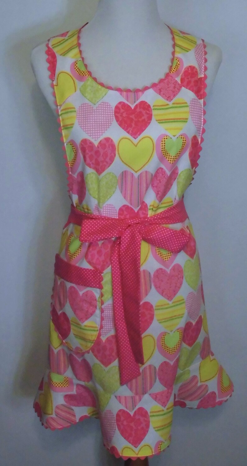 Apron Hearts for Valentine's Day Gift Charming Women's Size Large Bib ...