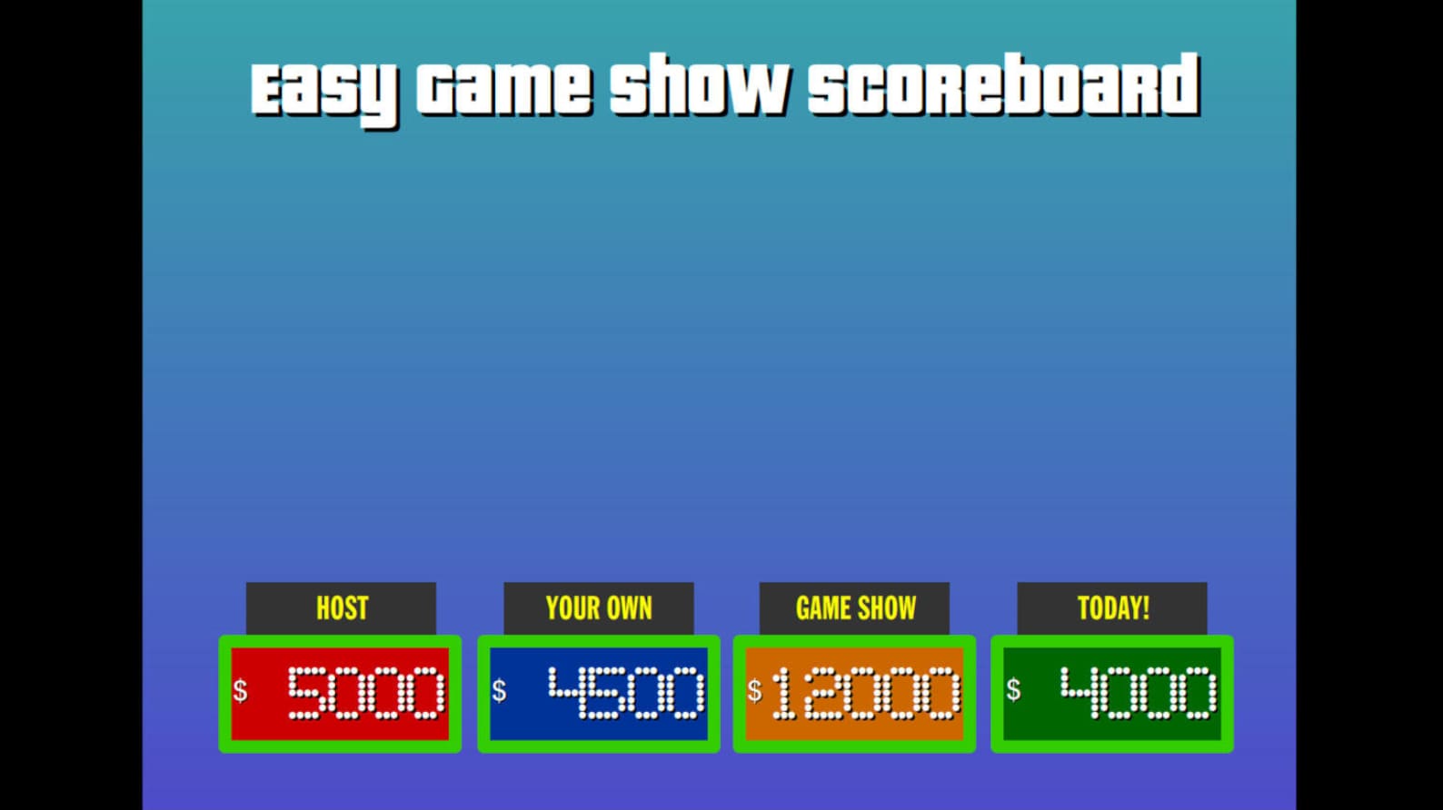 Game Show 4-player Scoreboard for Windows | Host Your Own Game Show! - Etsy