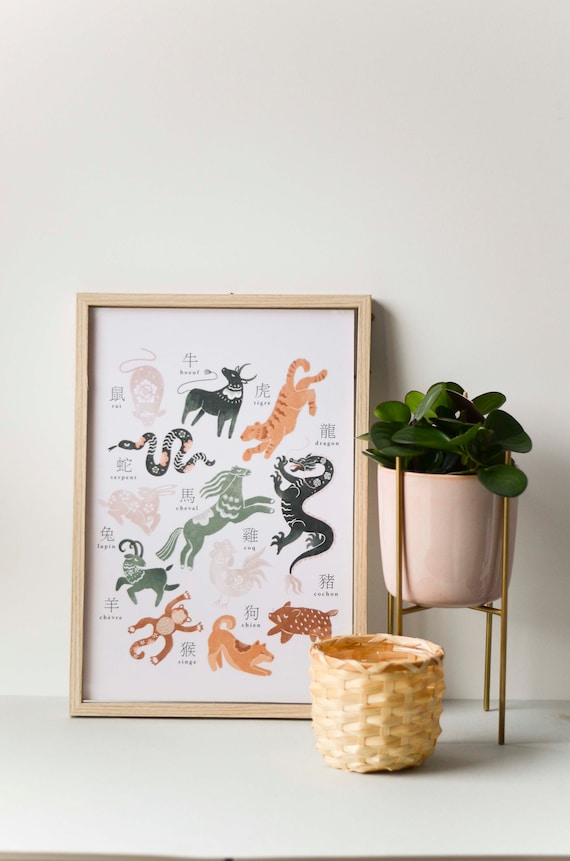 Poster A3 12 Chinese Zodiac Signs | Etsy