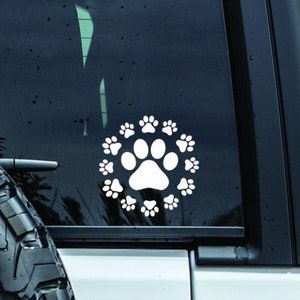 Paw Print Circle Decal | Dog Lover Decal | Paw Decal L Dog Mom Decal ...