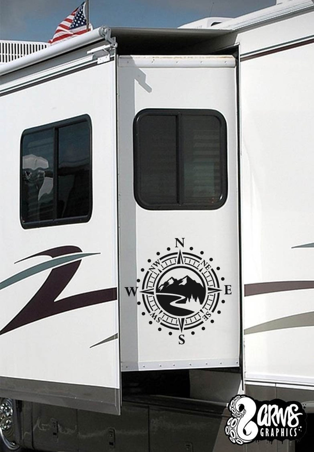 Compass Vinyl Decal | RV Decal | Large Camping Decal | 5th Wheel Vinyl ...