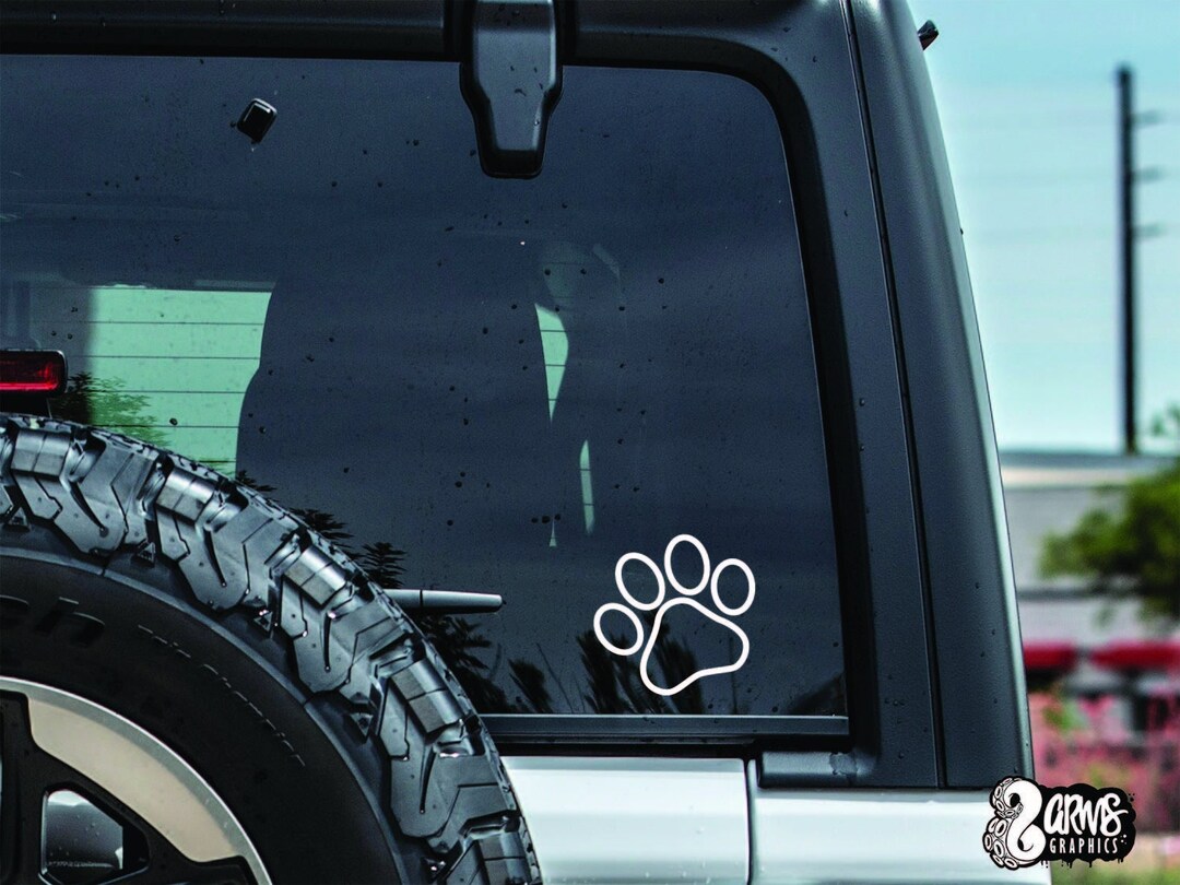 Paw Print Outline Decal | Dog Lover Decal | Minimalist Dog Paw Decal ...