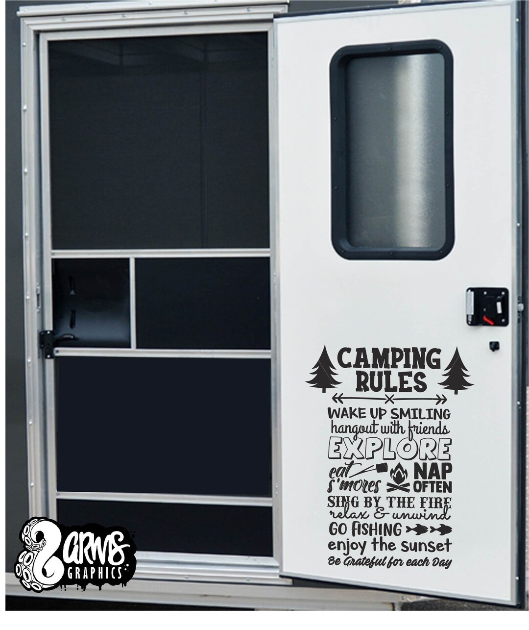 Camping Rules Decal | RV Decal | Large Camping Vinyl Decal | Camper ...
