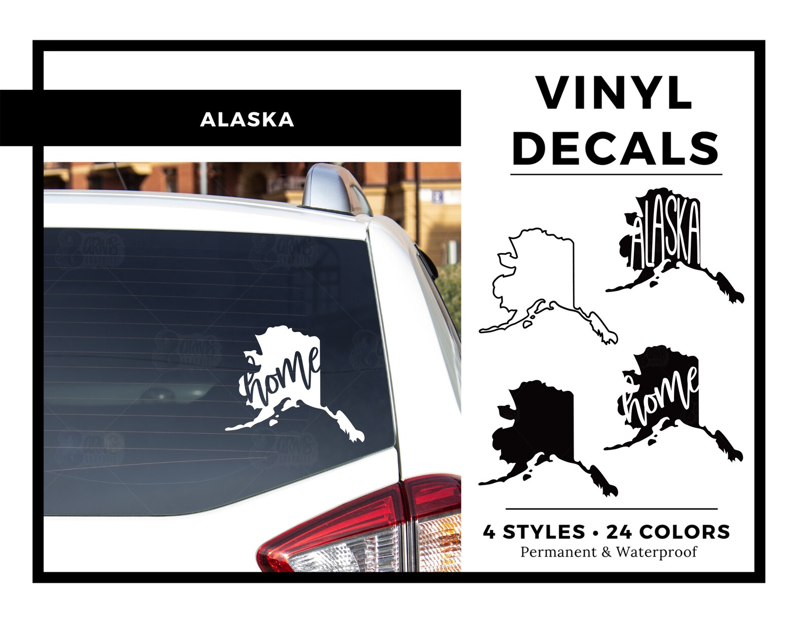 Alaska Decal Alaska Car Sticker Alaska State Home Decal | Etsy