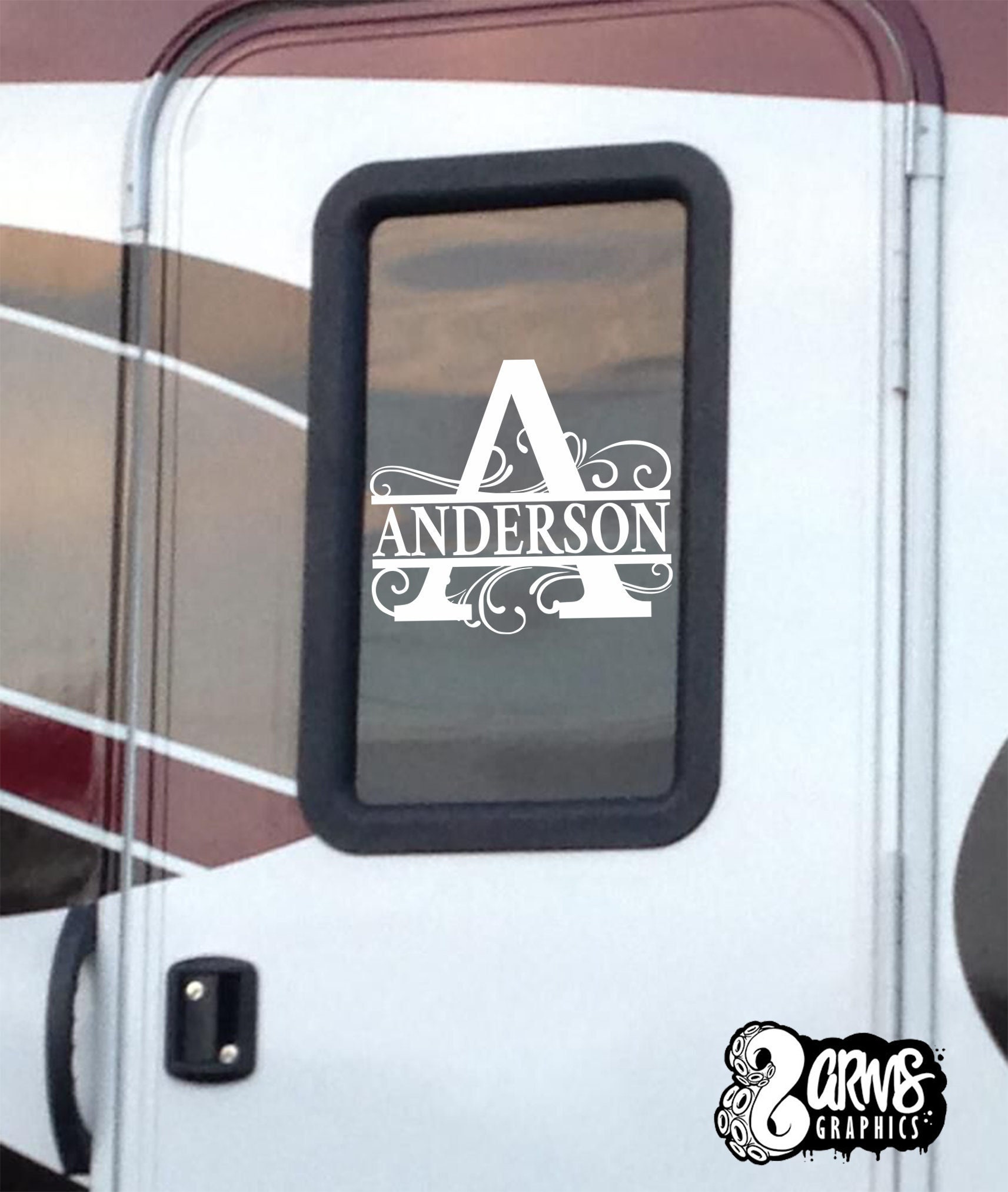 Personalized Last Name Decal RV Door Window Decal Split - Etsy