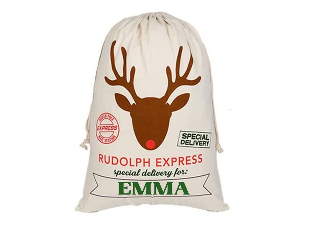 Personalized Santa Sack | Rudolph Gift Bag | Kid Christmas Gift ...