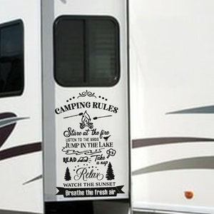 Camping Rules Vinyl Decal | RV Decal | Large Camping Decal | Camper ...