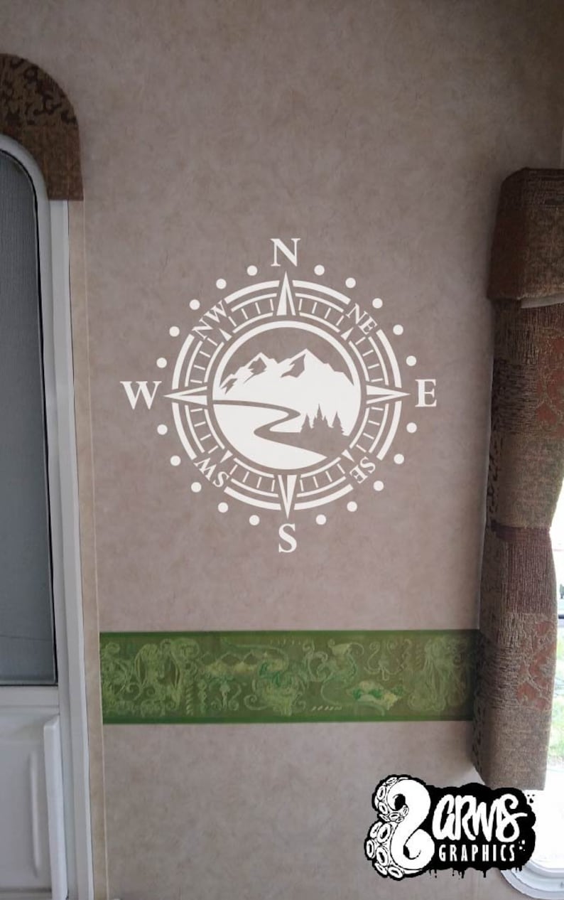 Compass Vinyl Decal | RV Decal | Large Camping Decal | 5th Wheel Vinyl ...