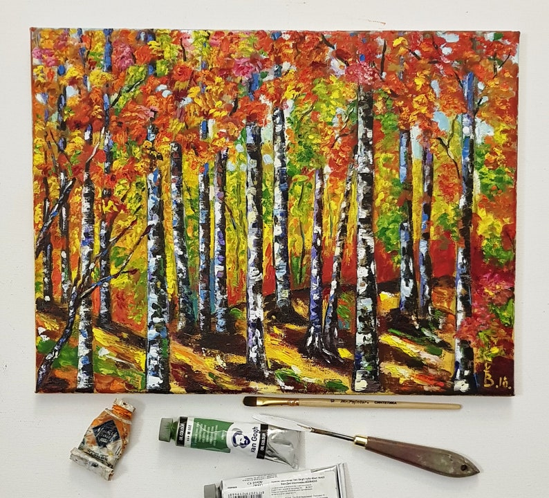 Aspen tree oil painting Fall aspen painting Aspen art Fall | Etsy