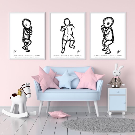 Set of Three Birth Posters Digital Files | Etsy