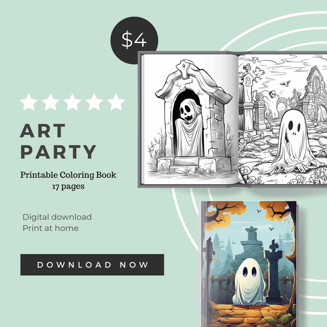 Playful Ghost Printable Coloring Book - Etsy