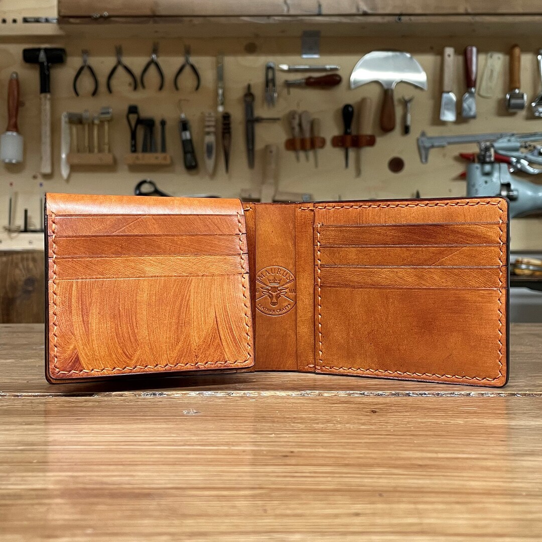 ID Window Leather Wallet Bifold Leather Wallet Cards Leather - Etsy