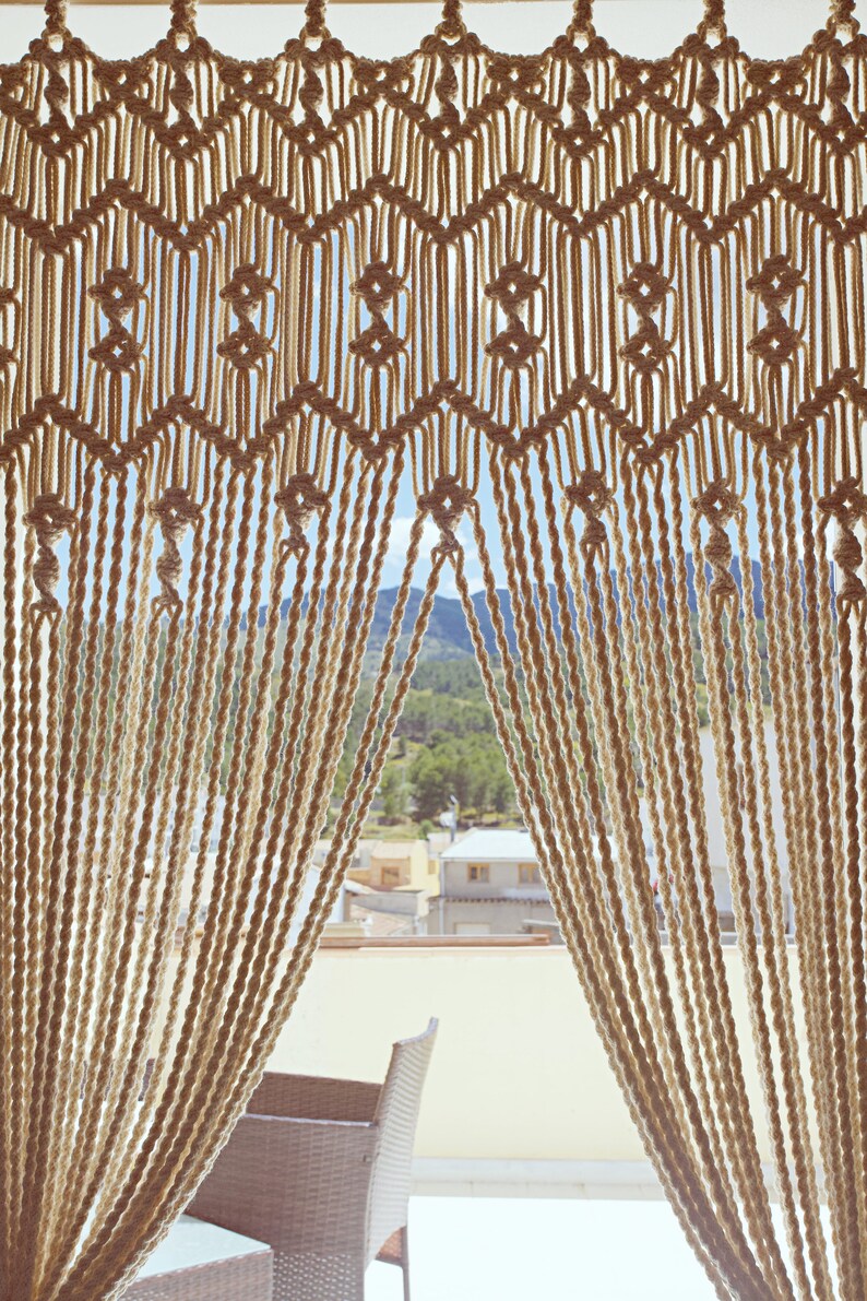 Macrame gordijn macrame achtergrond slaapkamer gordijn boho | Etsy