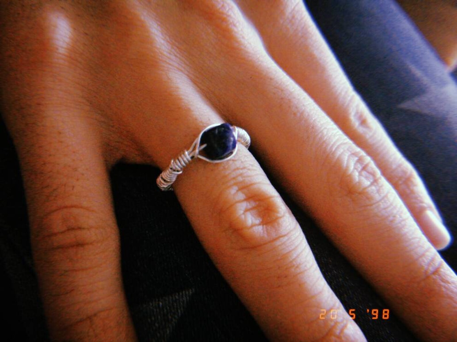 Thick Coiled Crystal Chip Ring - 925 Sterling Silver Wire Wrapped ...