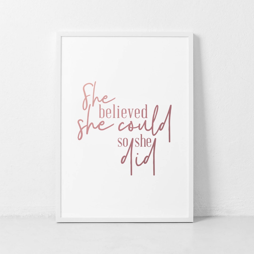 She Believed She Could so She Did Quote Printable, Rose Gold Print ...