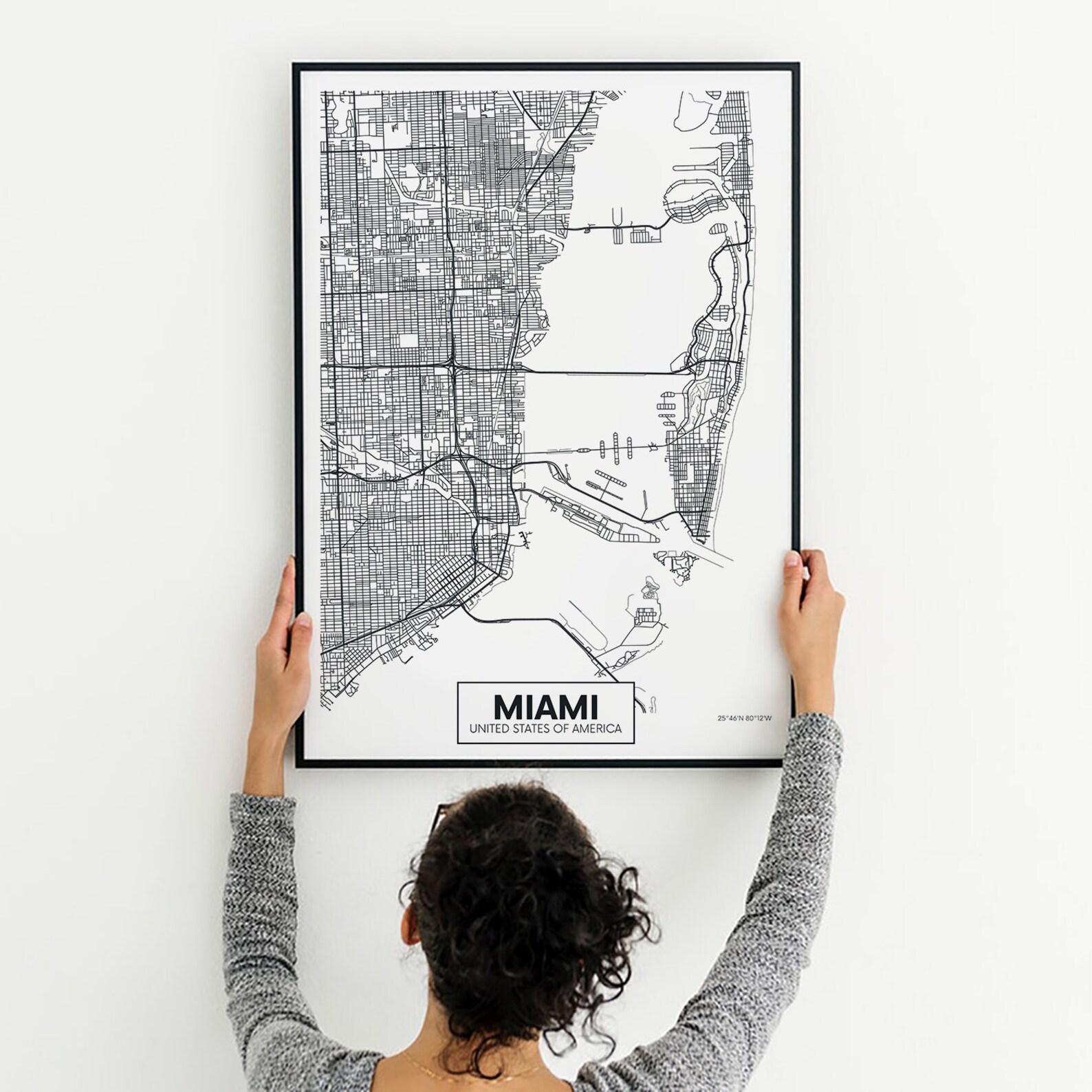 Miami Map Print Map of Miami Miami Map Poster Florida Map | Etsy