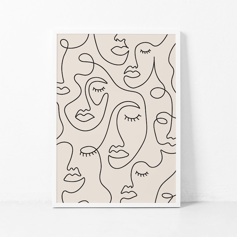 Single Line Face Art Print Simple Line Art Female Face Etsy