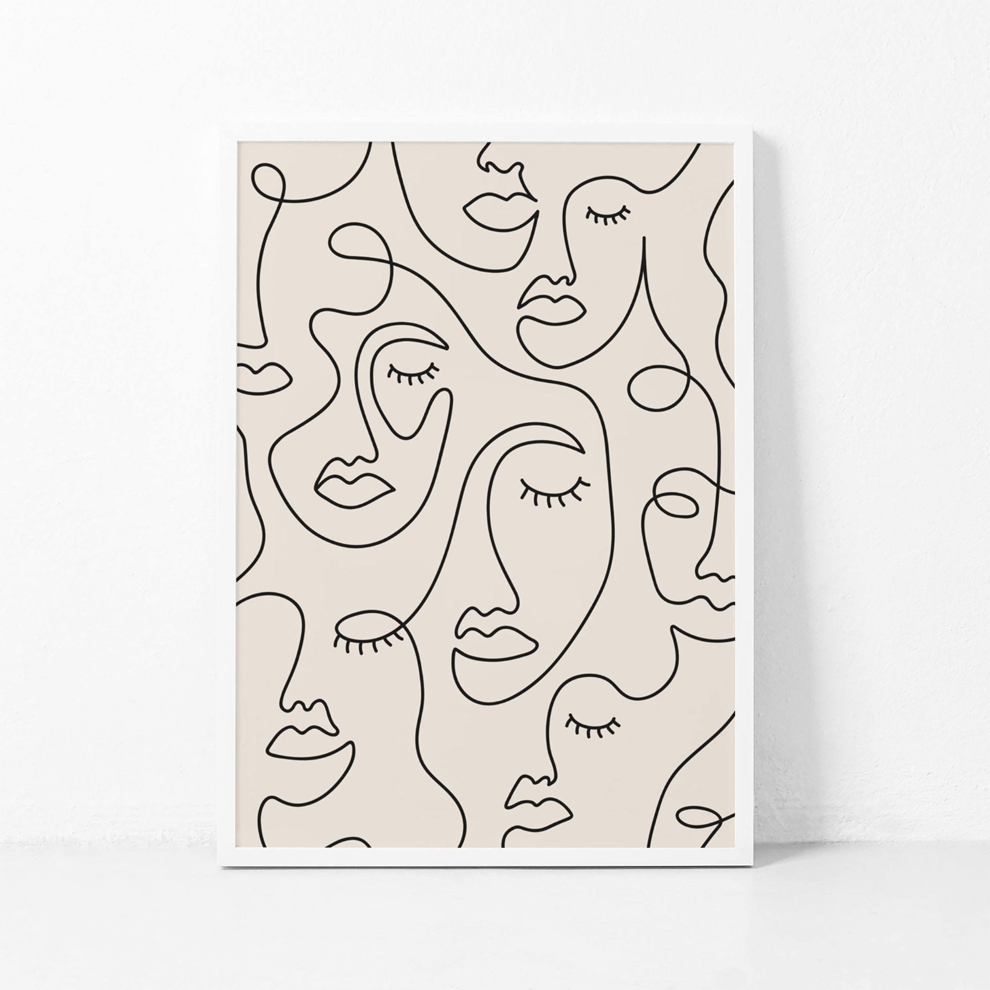 Wall Hangings Prints Abstract Face Line Art Print/Fine Line Portrait ...