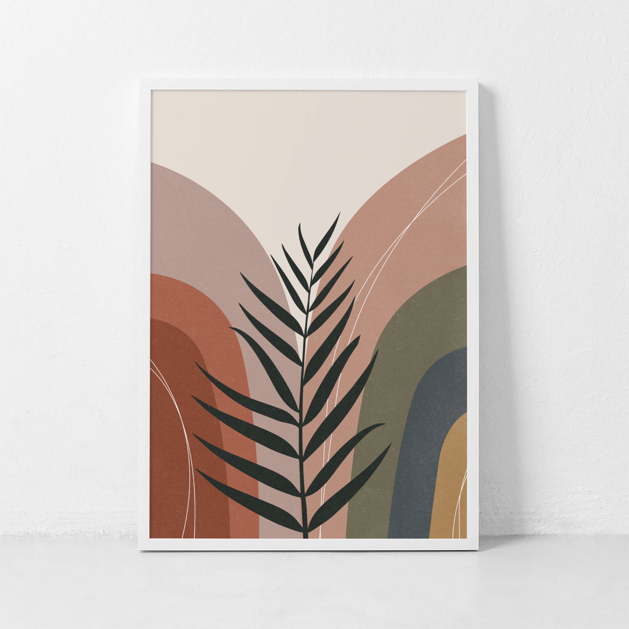 Boho Art Print, Mid Century Modern Boho Prints, Rainbow Art, Flower ...