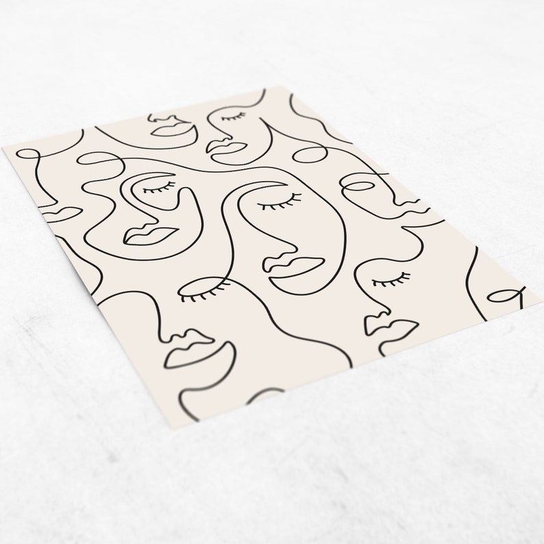 Single Line Face Art Print Simple Line Art Female Face | Etsy