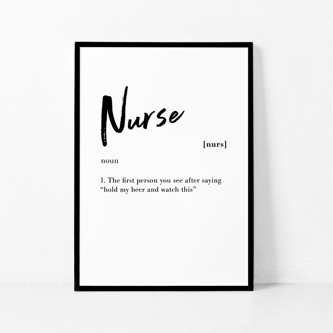 Nurse Definition Printable Funny Wall Art Minimal Print Nurse Print ...