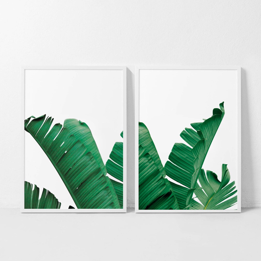 Set of 2 Banana Leaf Print, Banana Leaf Print, Banana Leaf Art, Banana ...