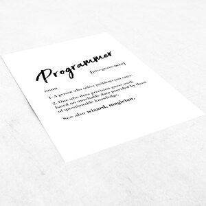 Programmer Definition Print, Funny Programmer Gift, Definition Print ...