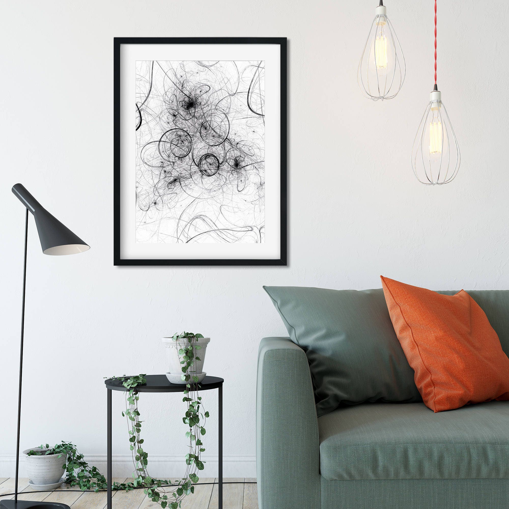 Scribble Prints Scribble Art Simple Wall Art Minimalistic | Etsy