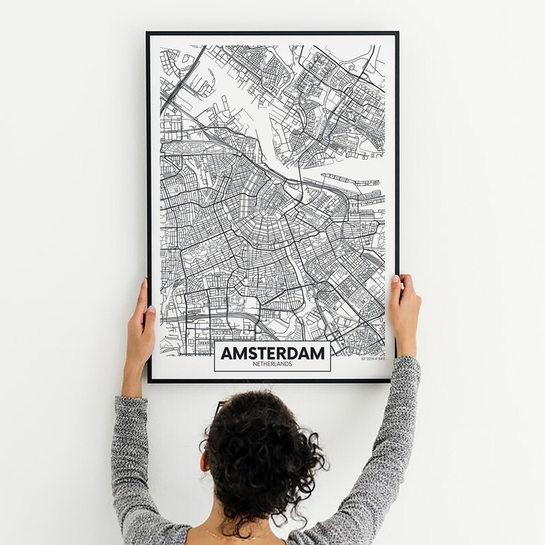 Amsterdam Map Print Amsterdam Map Poster Netherlands Print - Etsy