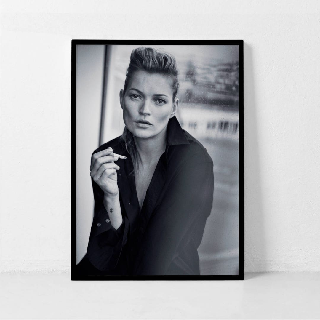 Kate Moss Print, Kate Moss Poster, Fashion Print, Black and White Photo ...