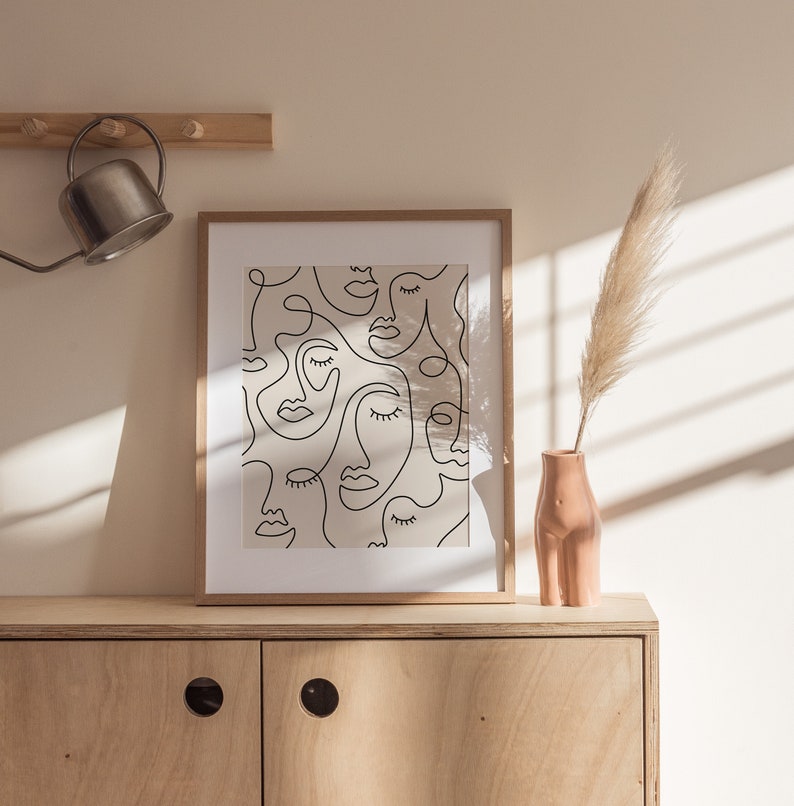 Single Line Face Art Print Simple Line Art Female Face | Etsy