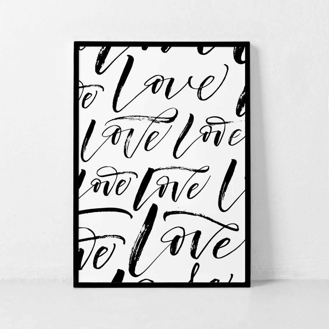 Love Wall Art, Love Poster, Love, Handdrawn Print, Brush Typography ...