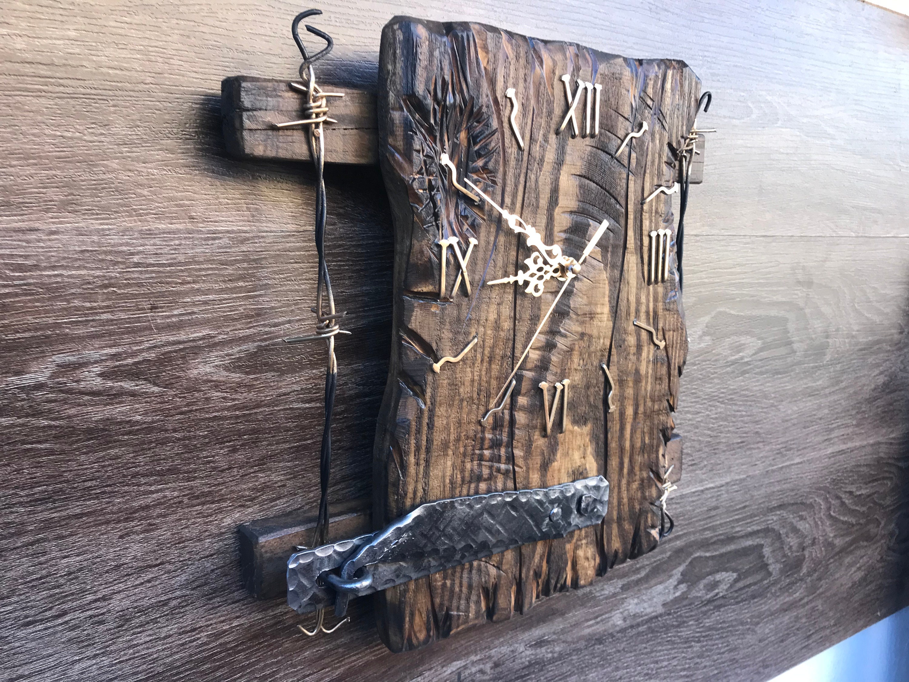 100% Handmade Wood Wall Clock - Wooden Wall Clock - Anniversary Gift ...
