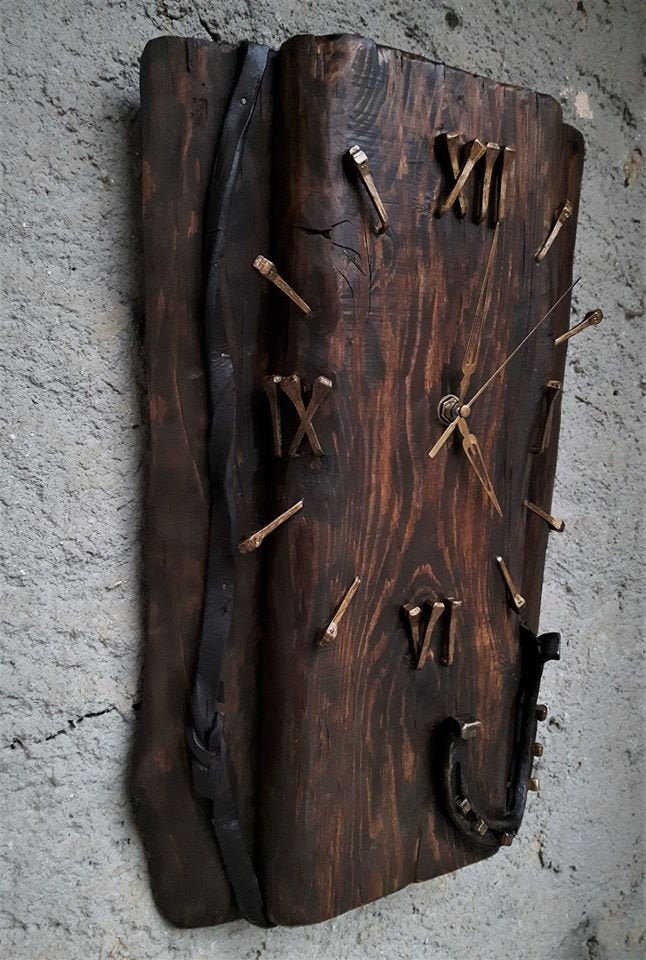 Large Handmade Rustic Wood Wall Clock/ Vintage Design | Etsy