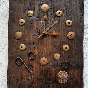 Wood Wall With Needle and Thread, Wood Wall Clock for Women, Handmade ...