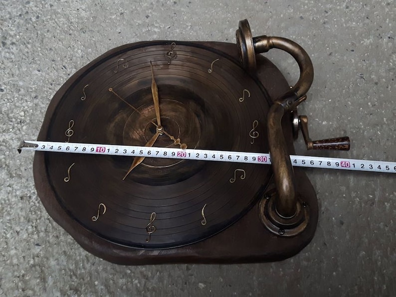 Music Decoration Wall Clock. Upcycled Gramophone Parts Clock. - Etsy