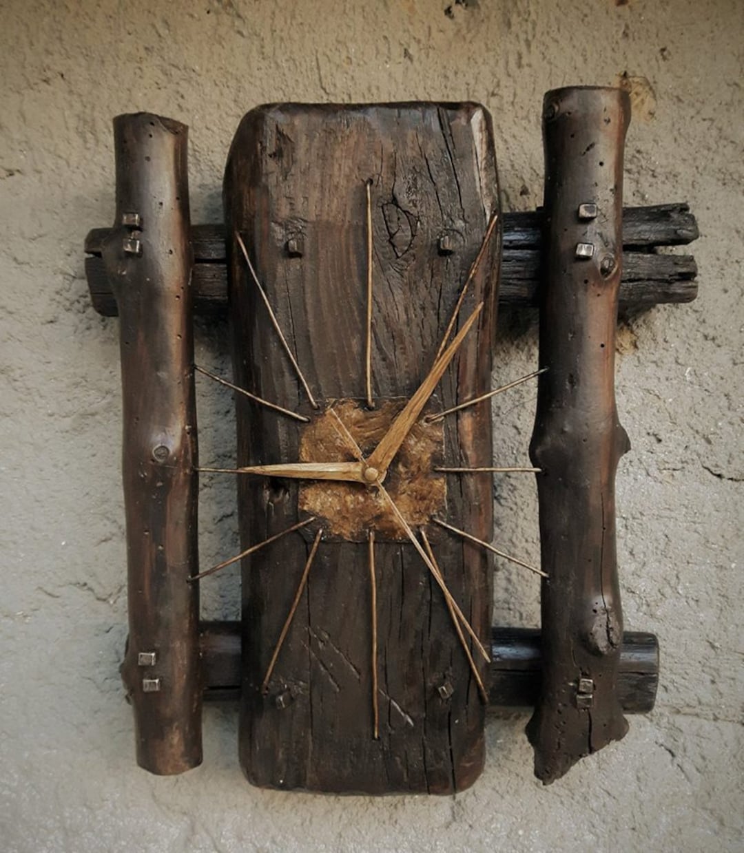 Rustic Cottage Wall Wood Clock. Handmade Clock Gift. Vintage Home Decor ...