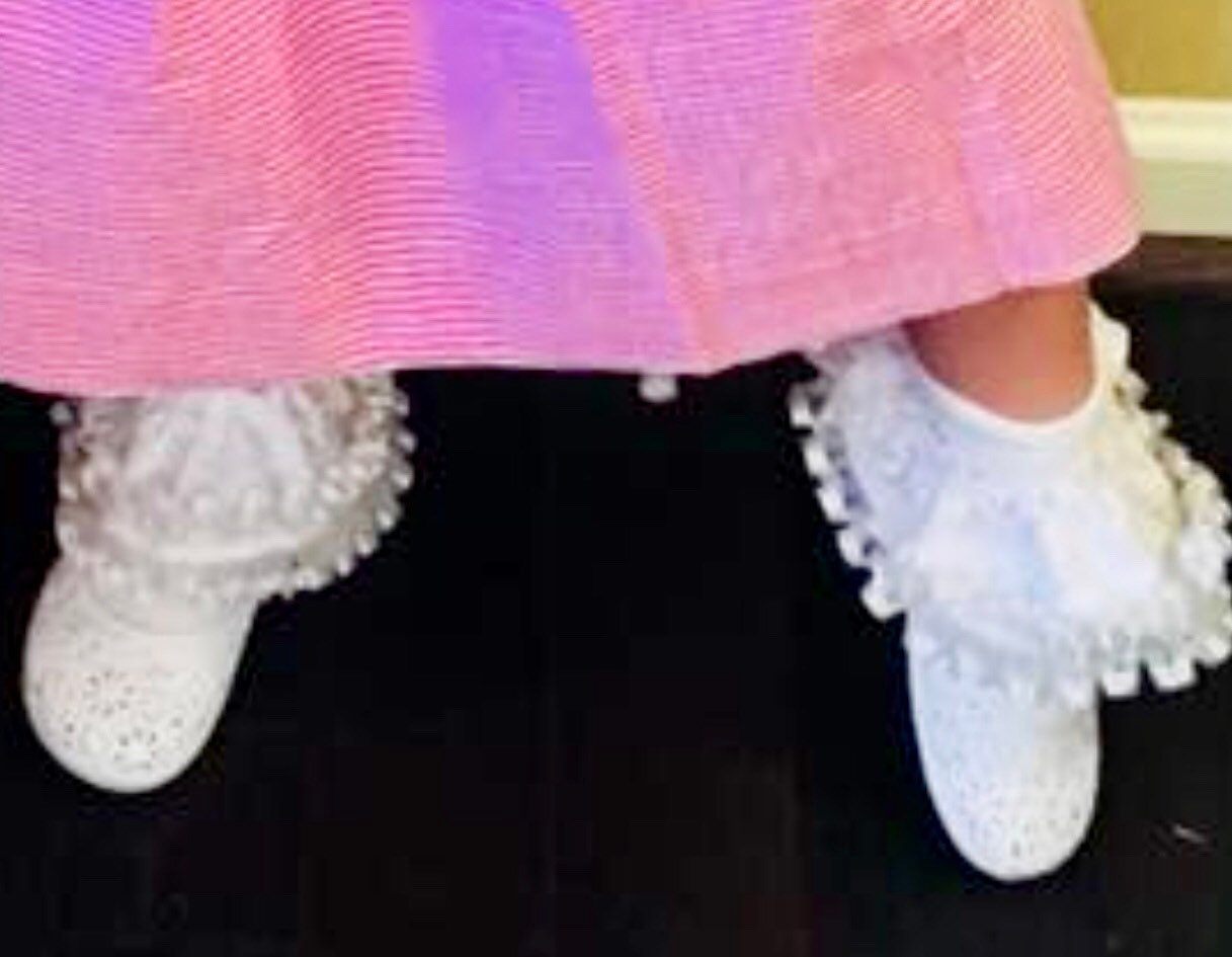 Double Ruffle Trimmed Boutique Socks "all SIZES AVAILABLE ""shipped ...