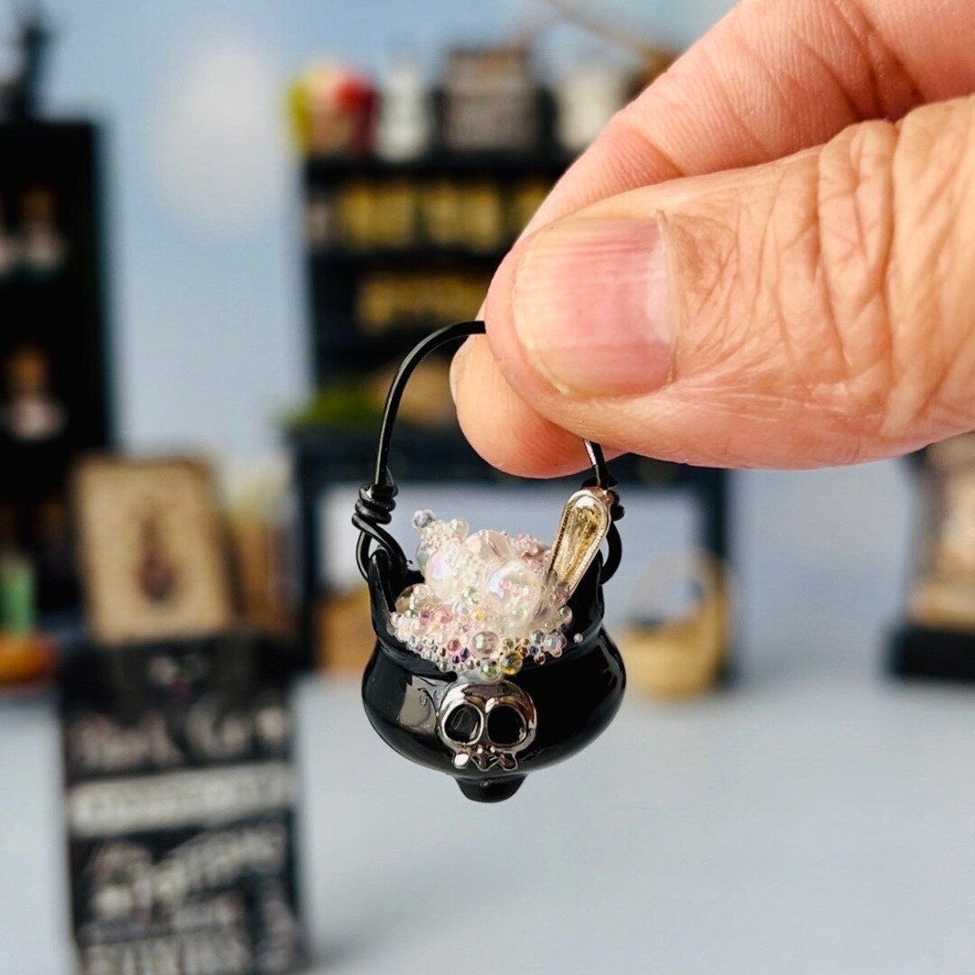 Mystical Miniature Cauldron With Spoon and Oozing Bubbles - Witchy ...