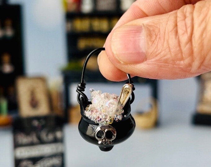 Mystical Miniature Cauldron With Spoon and Oozing Bubbles - Witchy ...