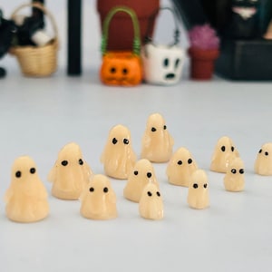 Set of 3 Handmade Micro Tiny Ghost. Miniature Halloween Ghost Figurines ...