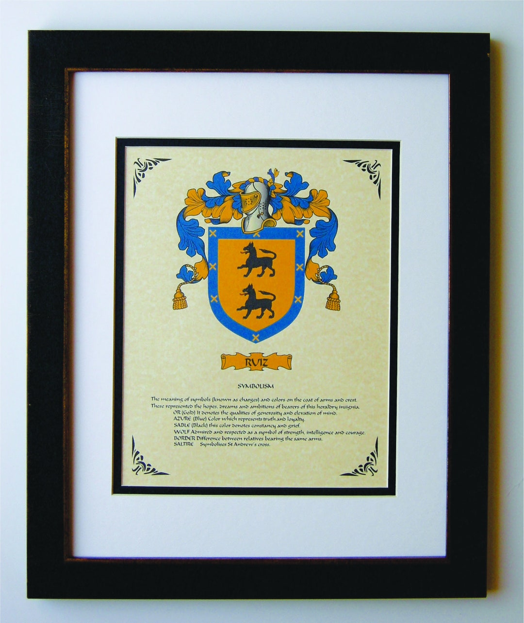 HERALDRY COAT of ARMS Ruiz Family Crest Framed - Etsy Portugal