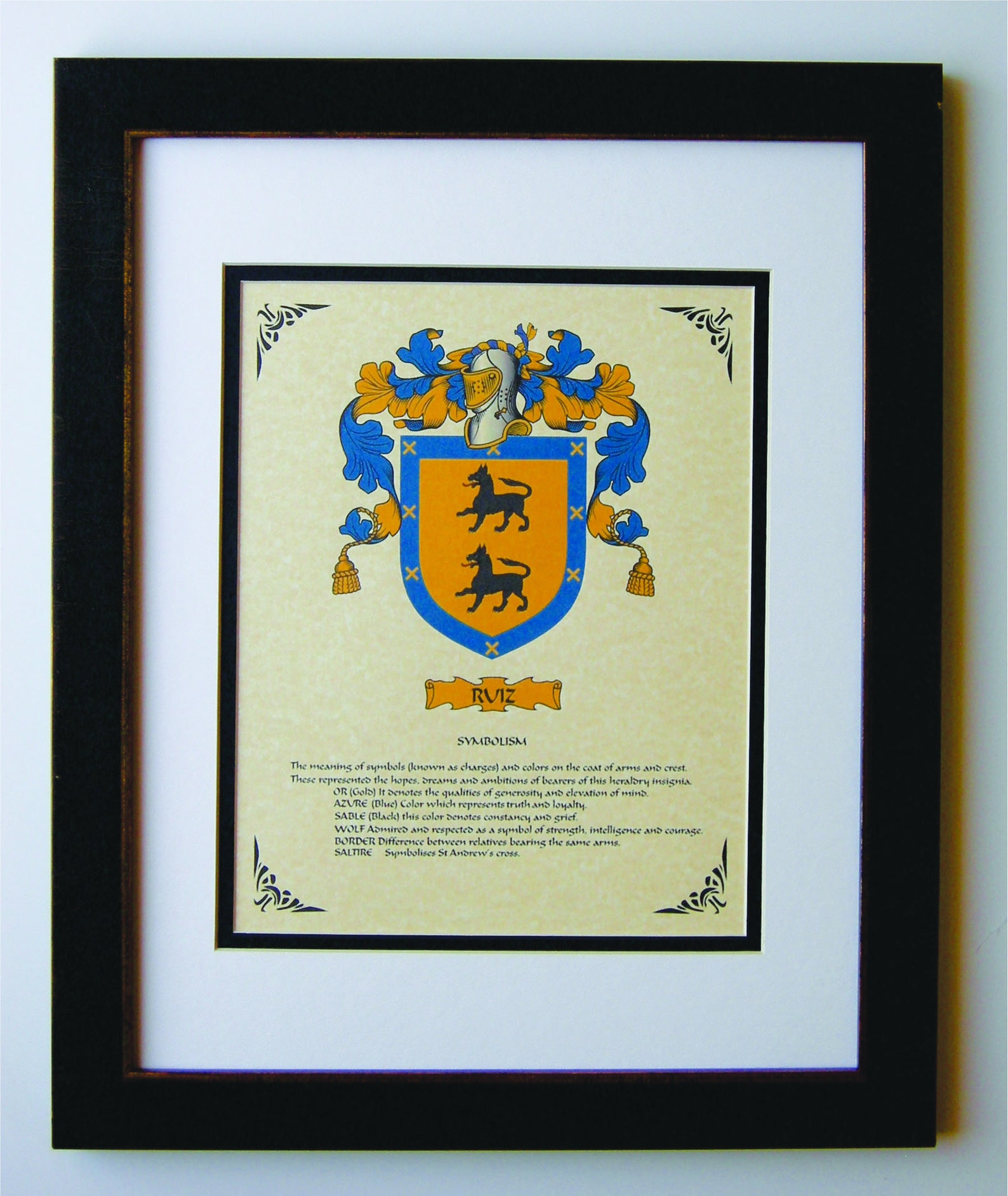 HERALDRY COAT of ARMS Ruiz Family Crest Framed - Etsy Hong Kong